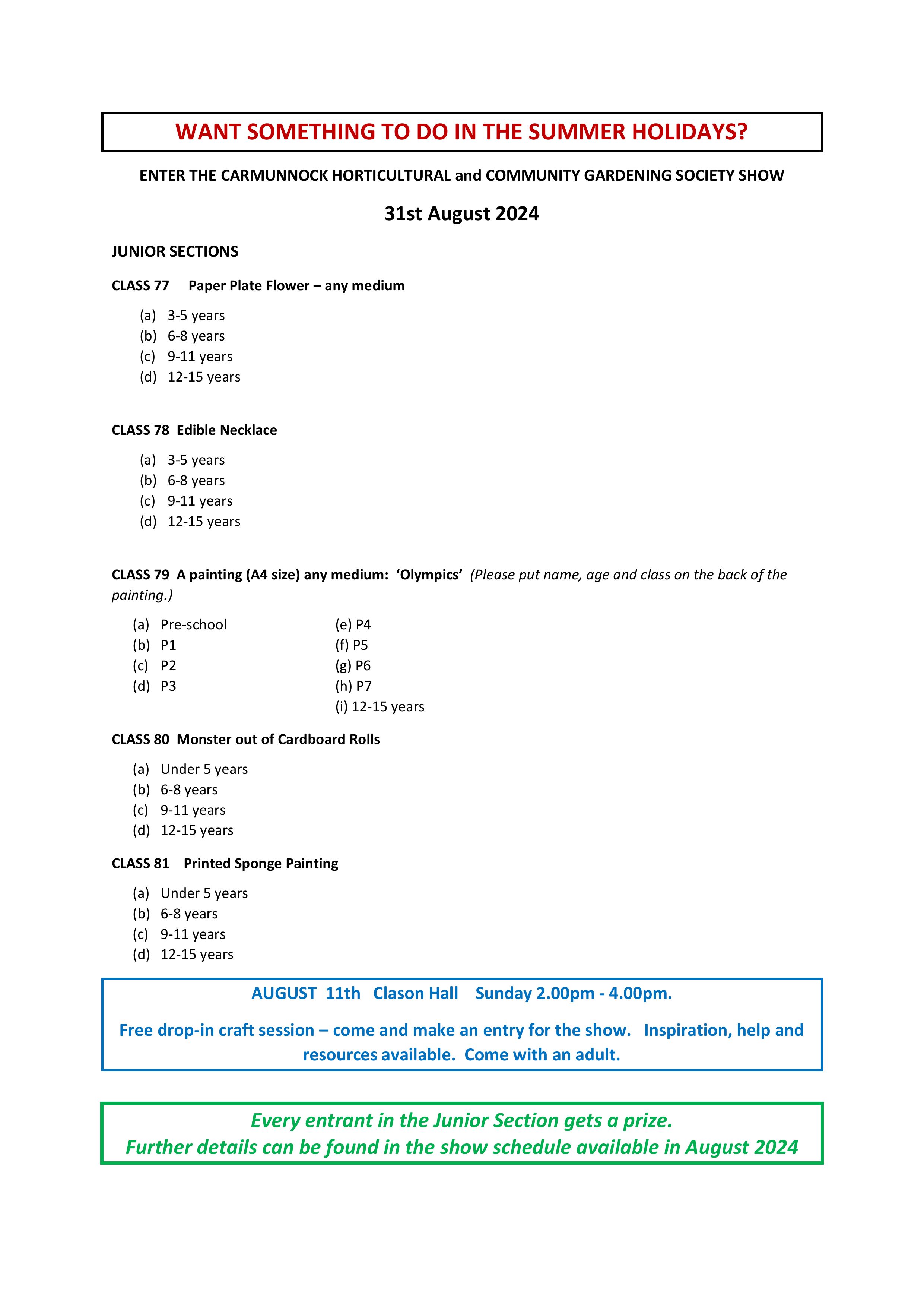 Children's Craft Session 2024 | Carmunnock